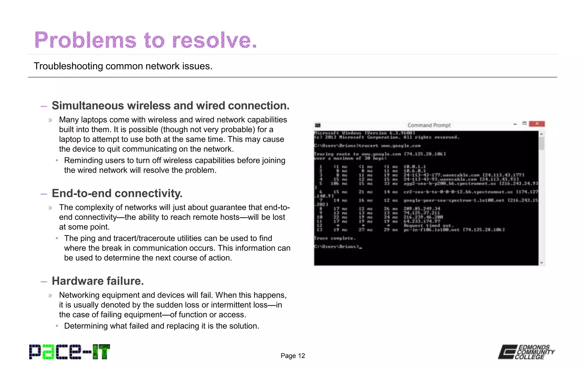 PACE-IT: Troubleshooting Common Network Issues | PPTX