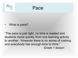 Pace and challenge | PPT