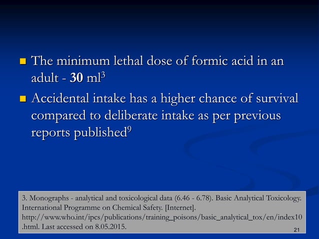 Formic Acid Poisoning - A Case Series Observational Study | PPT