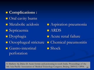 Formic Acid Poisoning - A Case Series Observational Study | PPT