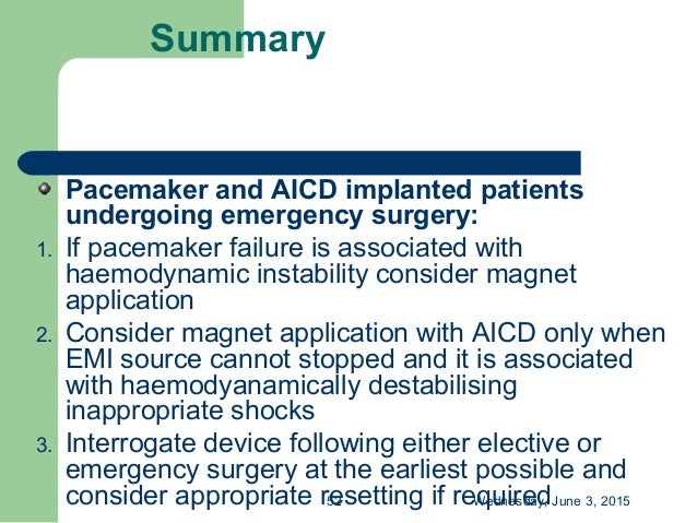 Pacemaker and anaesthetic implications
