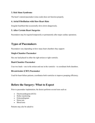 Pacemaker Surgery: Procedure, Benefits, Recovery & Risks Explained | PDF