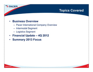 Pacer feb13presentation | PDF | Rail Travel | Travel Type