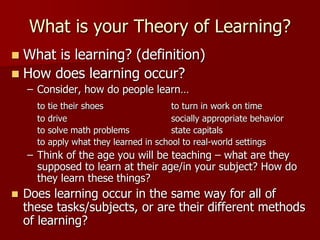 What is Your Learning Theory? | PPT