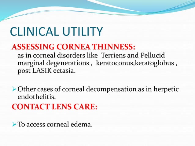 corneal Pachymetry | PPTX | Eye and Vision Conditions | Diseases and ...