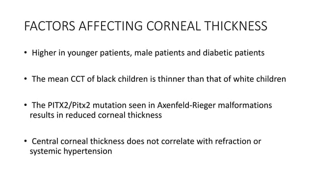 Pachymetry in glaucoma evaluation presentation | PPTX