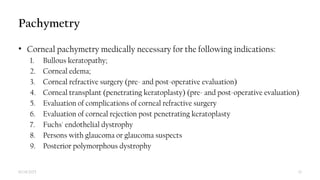Pachymetry.pptx thickness of cornea of the eye | PPTX
