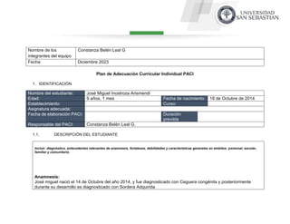 PACI ESTUDIANTE PLANILLA EDITABLE PARA PCI 832010& | DOCX