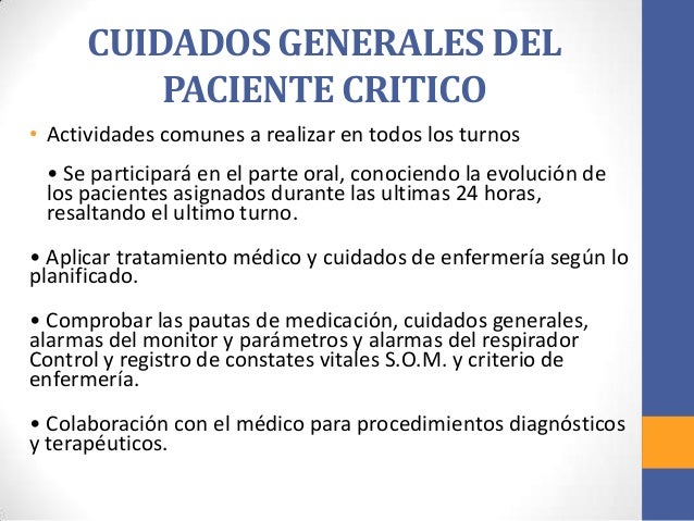 CUIDADOS DE UN PACIENTE CRITICO