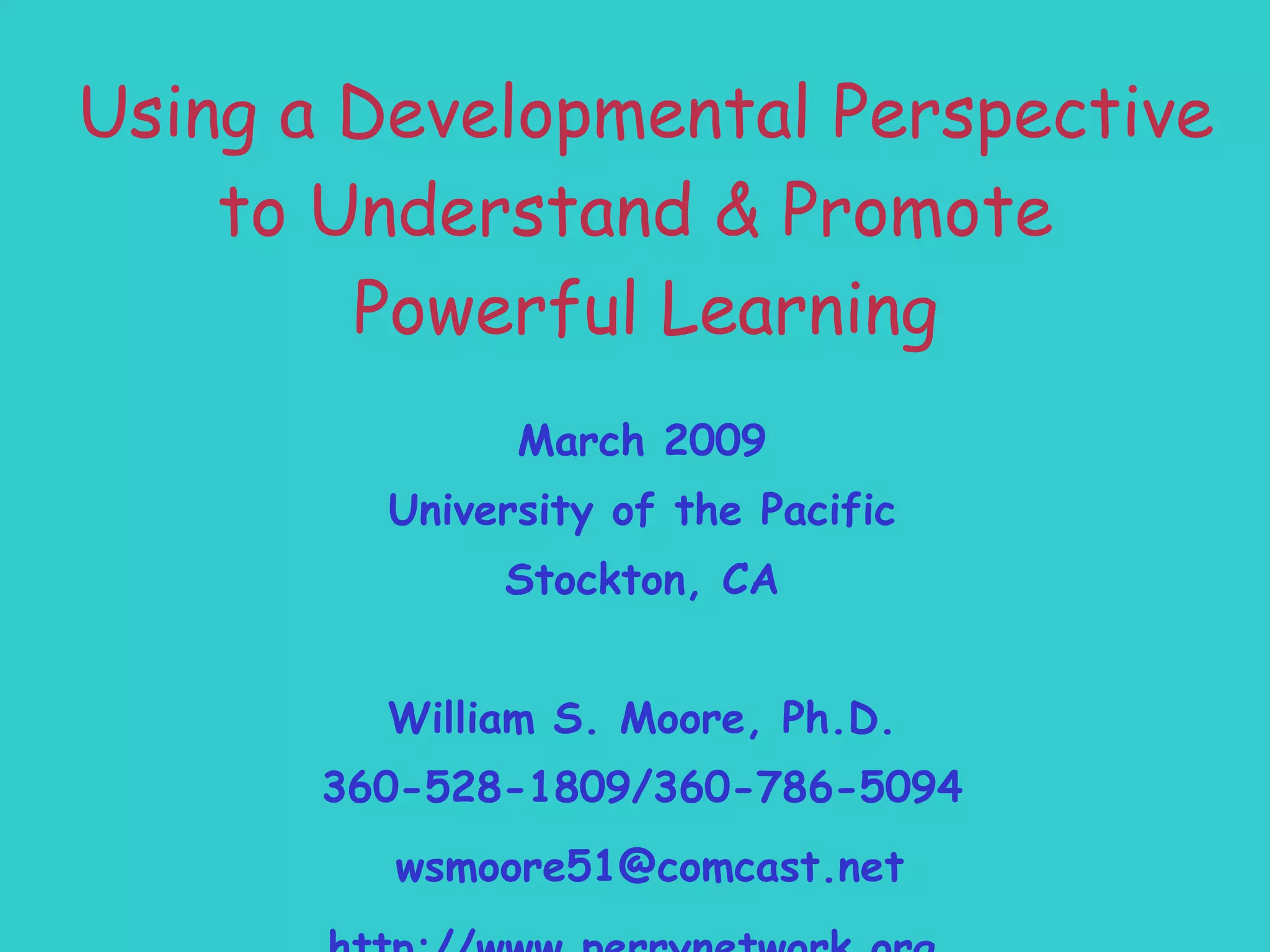 Perry Scheme and Powerful Learning | PPT