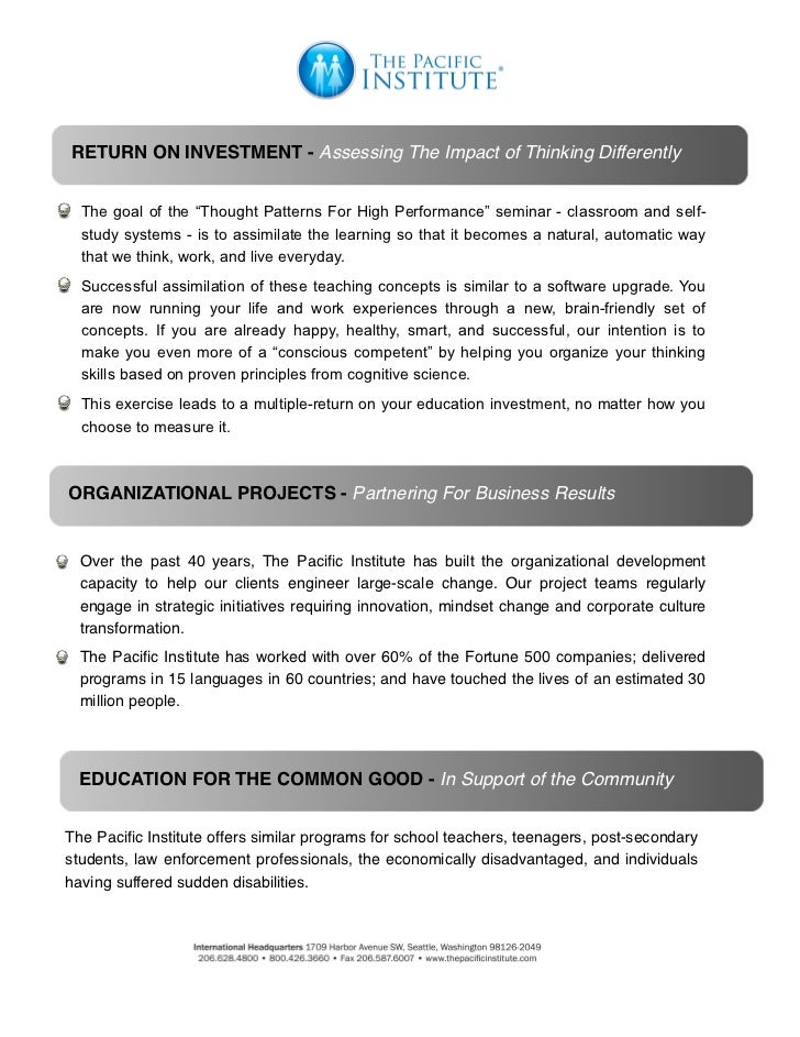 Thought Patterns for High Performance
