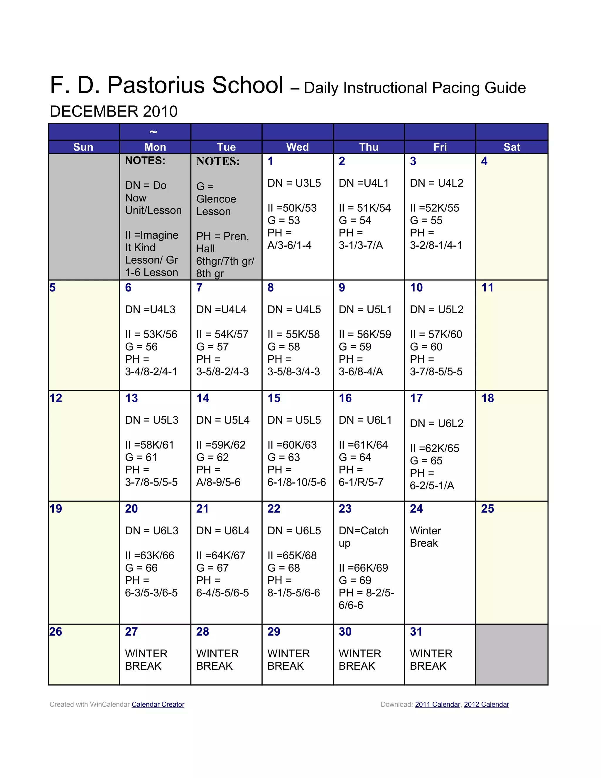 Pacing calendardecember 2010.doc-1 | DOC | Chemistry | Science