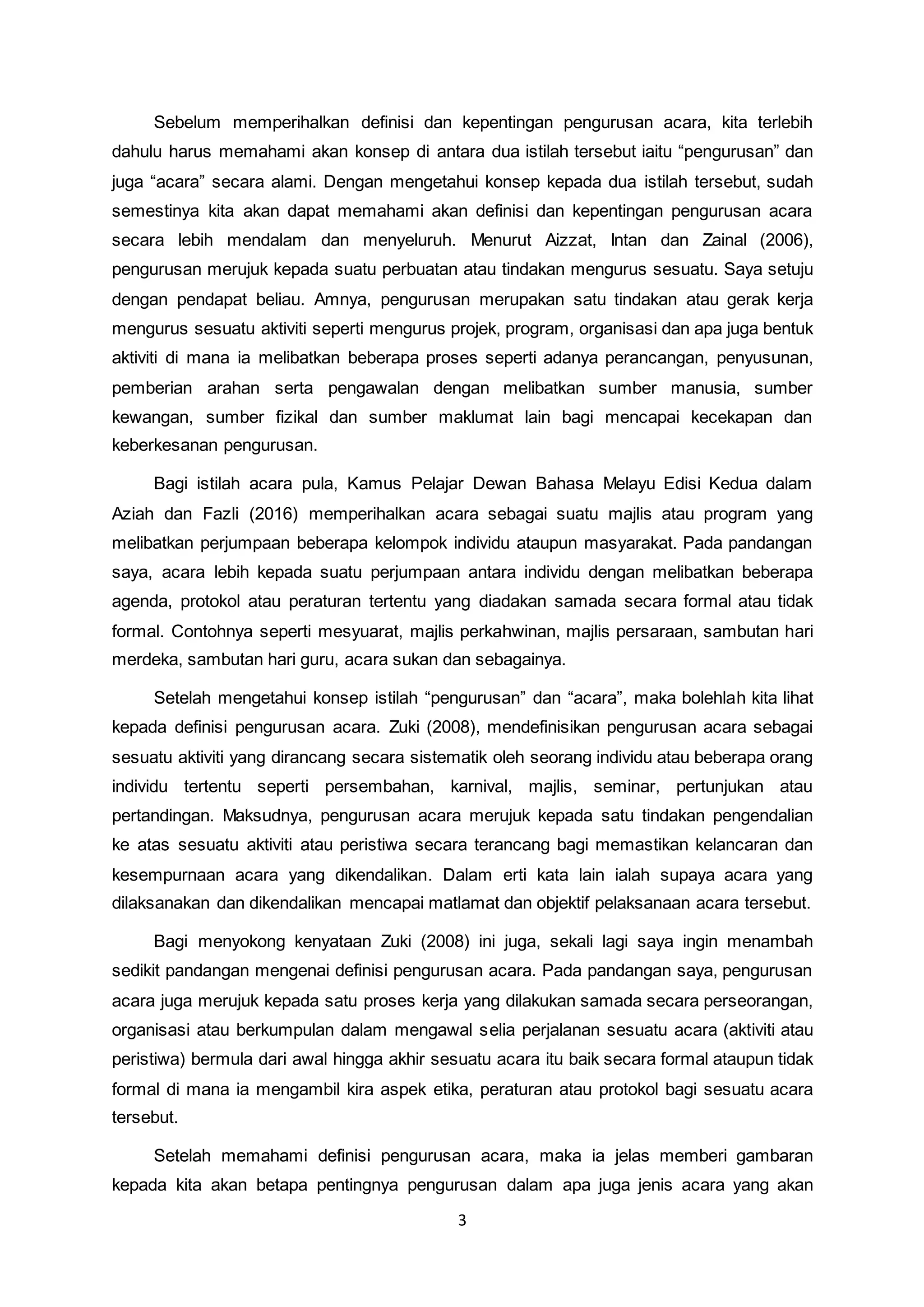 Pack3013 pengurusan acara : PENULISAN AKADEMIK | DOCX