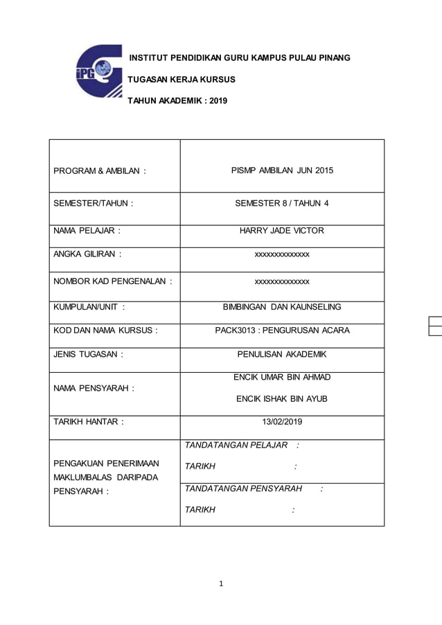 Pack3013 pengurusan acara : PENULISAN AKADEMIK | DOCX