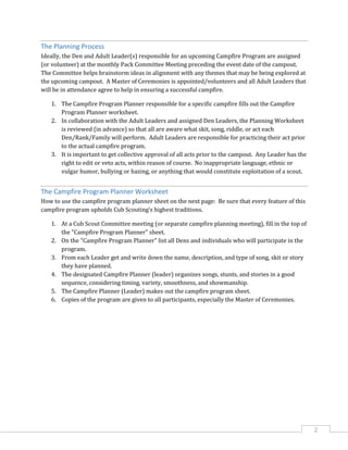 Pack 657 campfire planning guide | PDF