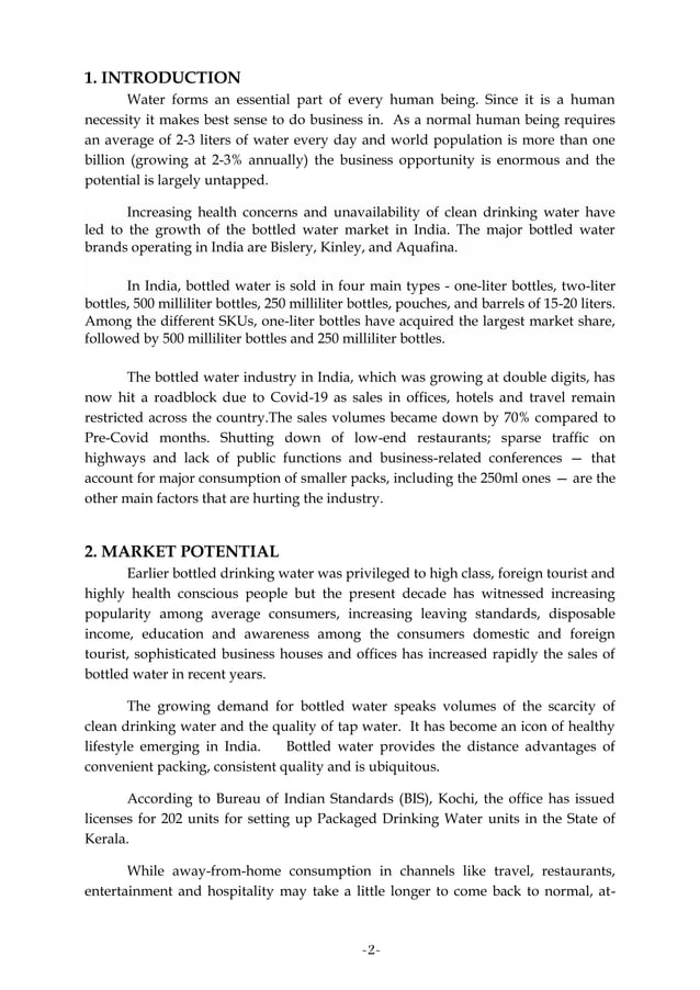 Packaged drinking Water.pdf start up idea | PDF | Free Download