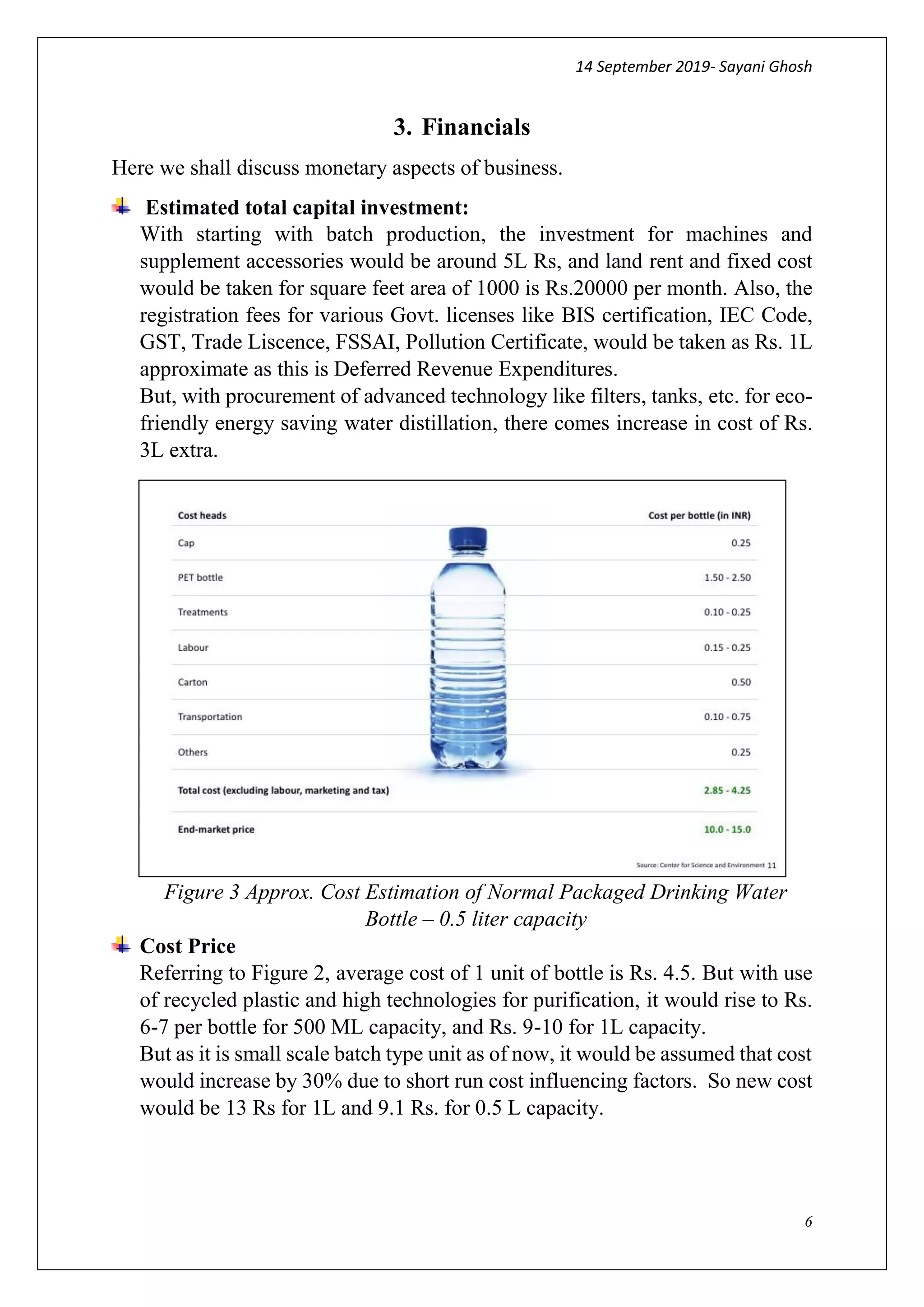 Packaged Drinking Water Manufacturing- Analysis and Business Plan | PDF