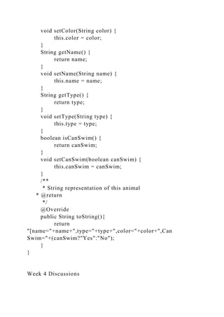 package lists; This class represents different animal ch.docx