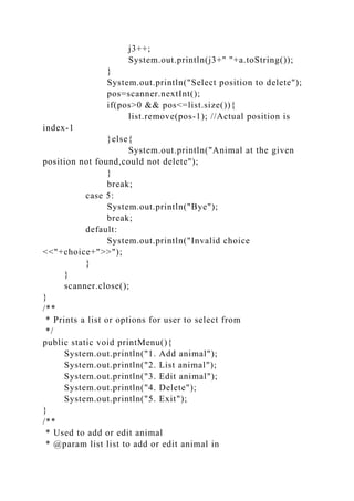 package lists; This class represents different animal ch.docx
