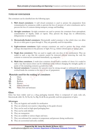 Basic principles of compounding and dispensing:prescription, labeling ...