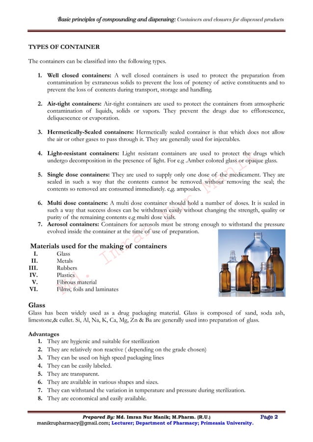 Basic principles of compounding and dispensing:prescription, labeling ...