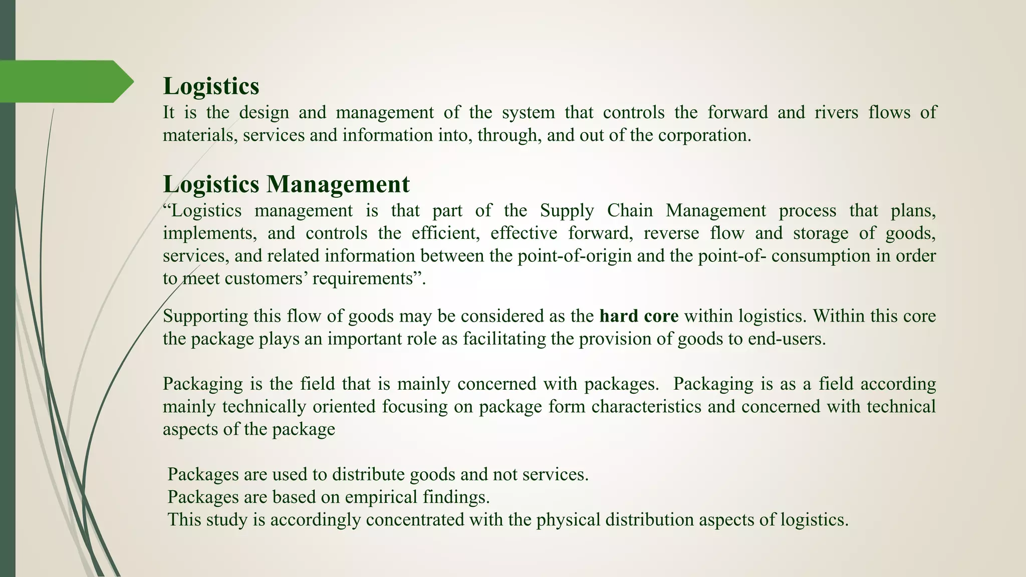 The core role of Packages in a Logistics Network | PPT