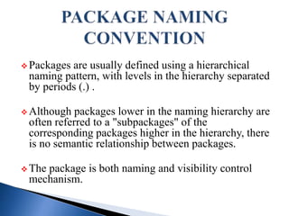 Packages and interface | PPTX | Programming Languages | Computing