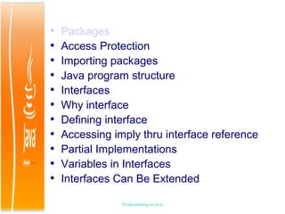 Packages and interfaces | PPT | Programming Languages | Computing