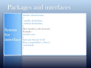 Packages,interfaces and exceptions | PPT