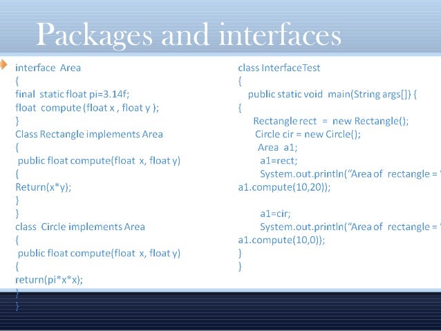 Packages,interfaces and exceptions