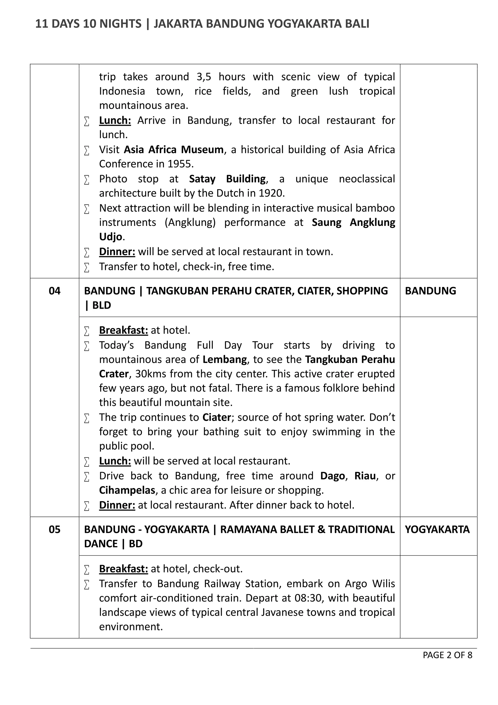 JAVA BALI 2019 | PACKAGE TOUR | PDF