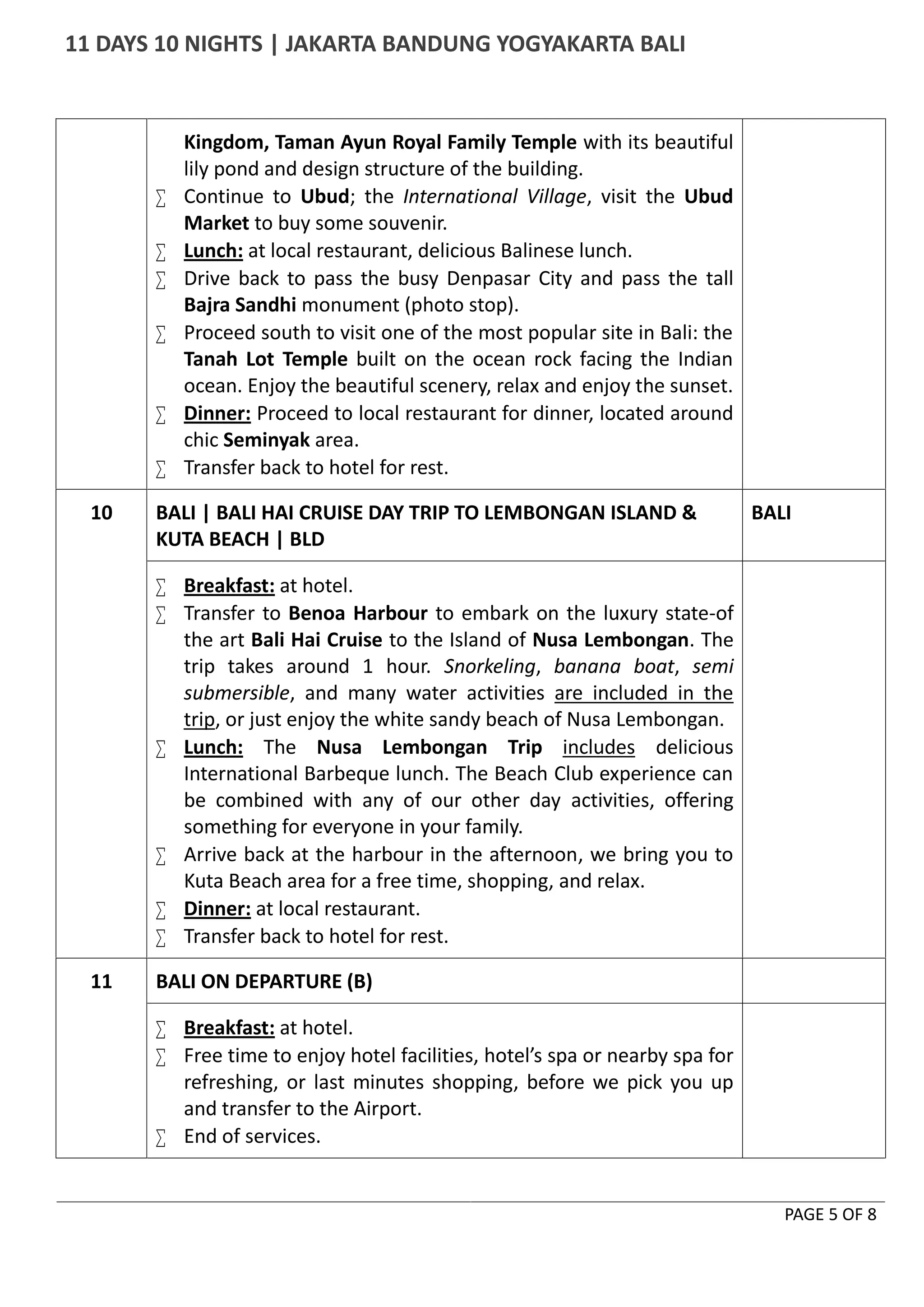 JAVA BALI 2019 | PACKAGE TOUR | PDF