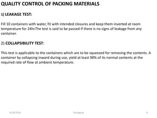 Testing of Packaging materials | PPTX