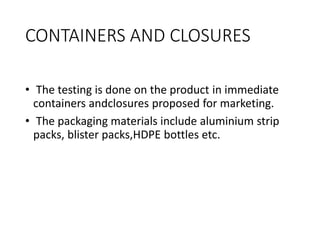 Packaging procedures stability by pharmaceutical company | PPTX