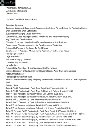 Packaging Industry in Australia | PDF