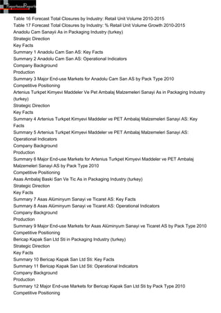 Packaging Industry in Turkey | PDF | Business Accounting & Finance ...