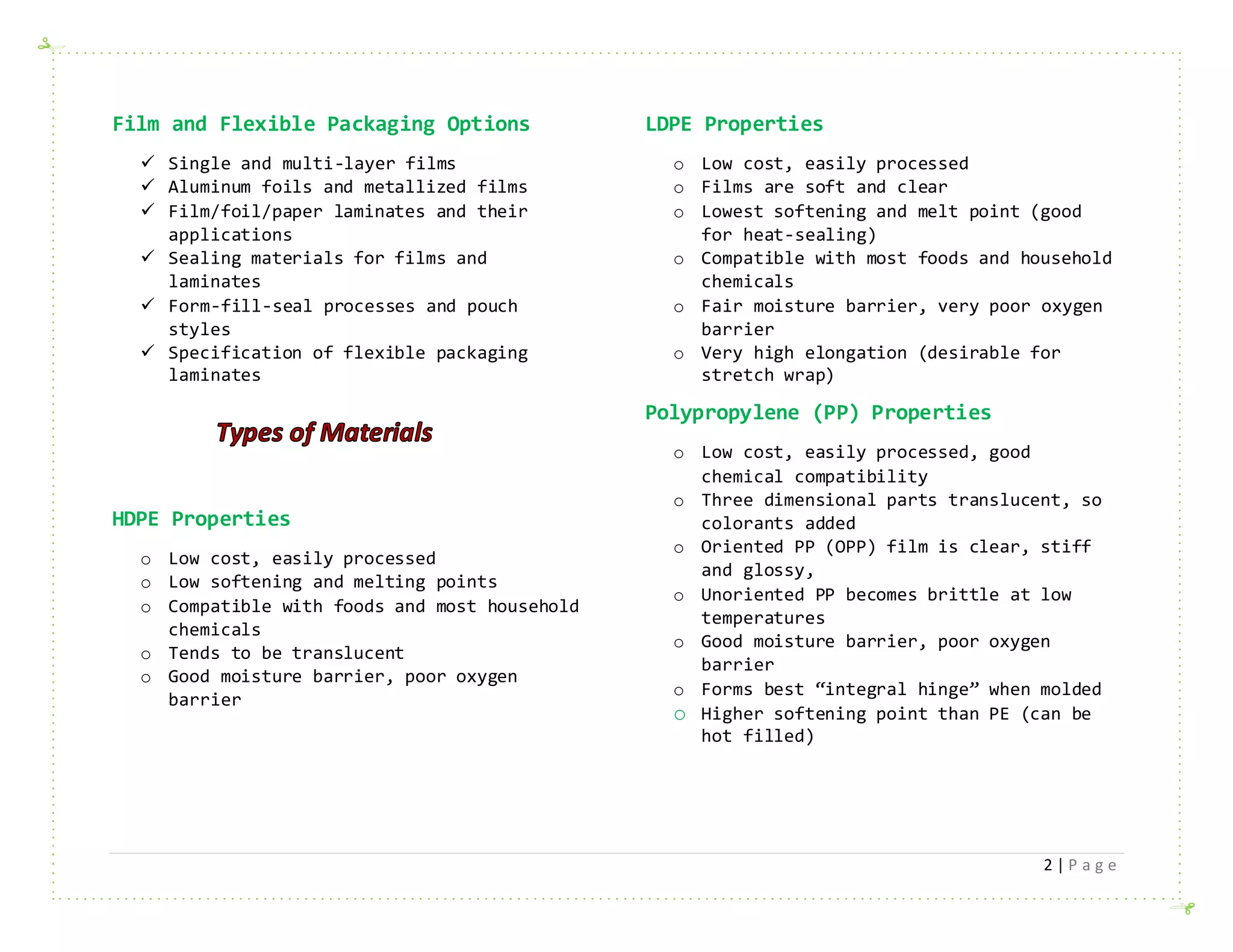 Food Packaging - Selection, Types & Manufacturing | DOCX