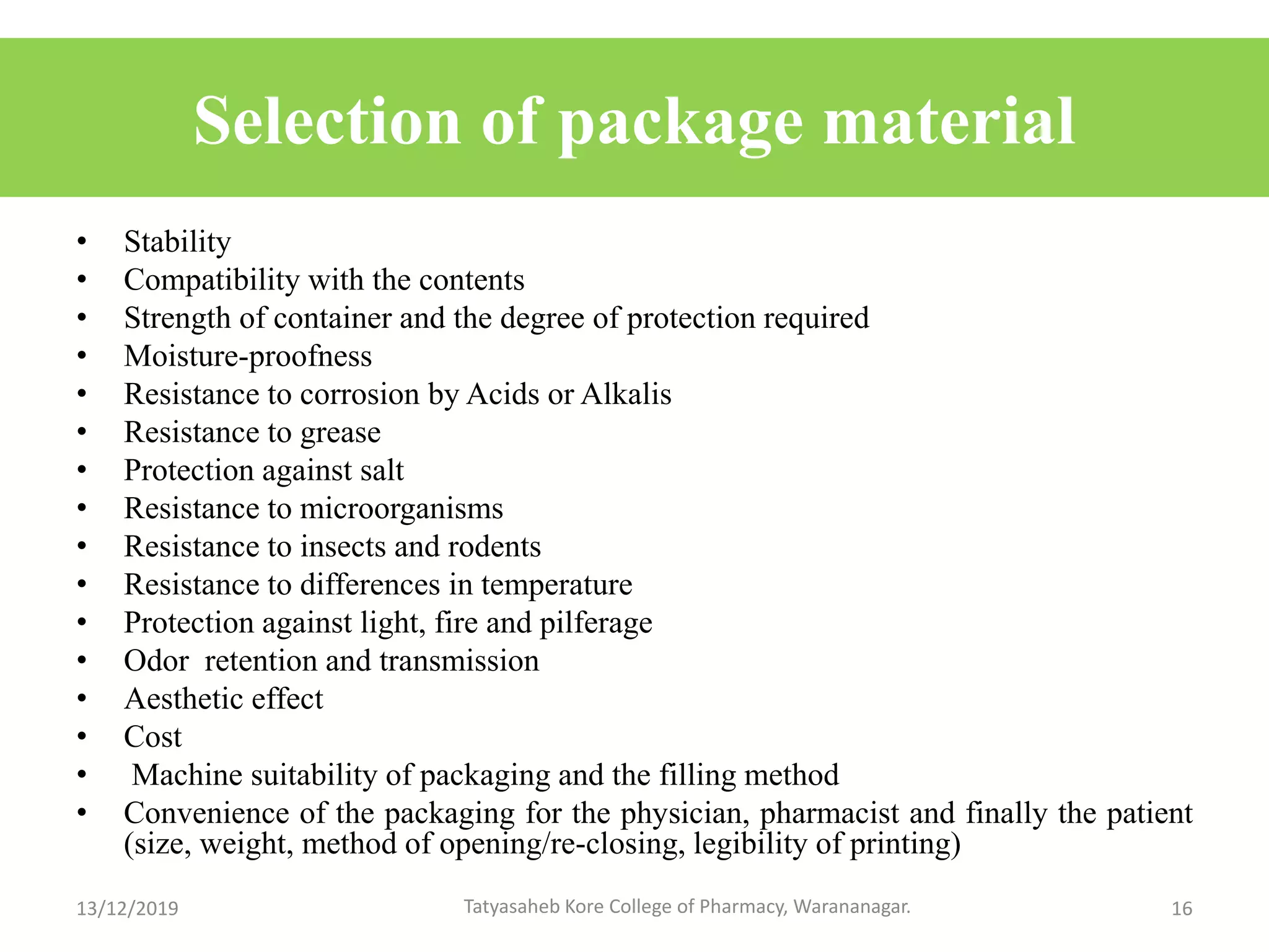 Packaging and Stability Requirements for Pharmaceuticals | PPT ...