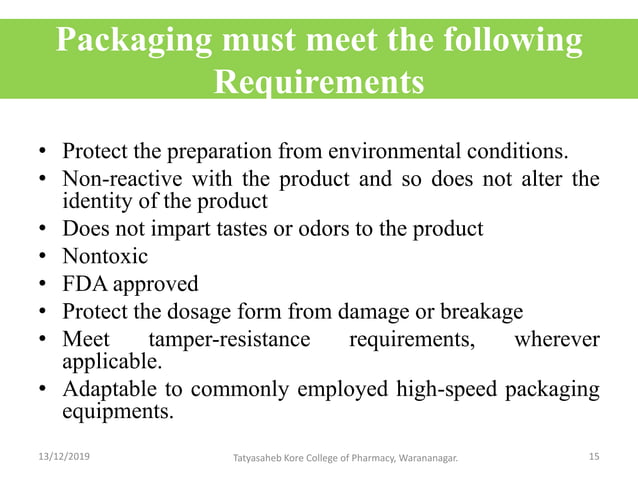 Packaging and Stability Requirements for Pharmaceuticals | PPT ...