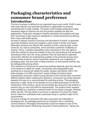 Packaging characteristics and consumer brand preference | DOCX