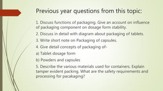 Pharmaceutical Packaging tablet and capsules | PPTX
