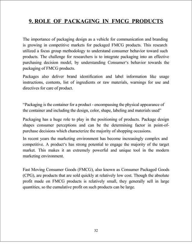 Role of Packaging in sales of FMCG products | DOC