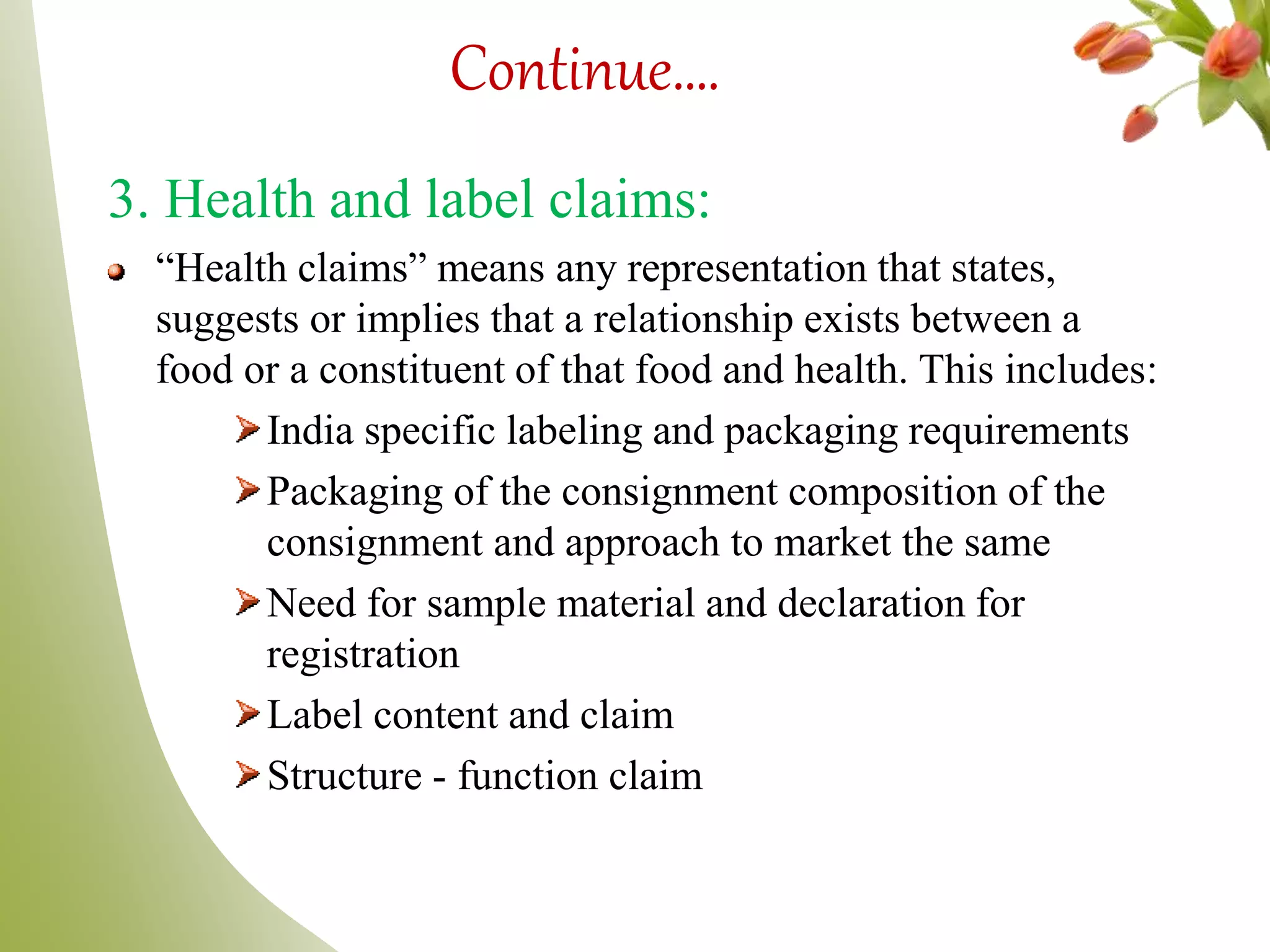 Packaging, Label claims. Regulatory aspects of nutraceutical products ...