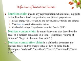Packaging, Label claims. Regulatory aspects of nutraceutical products ...