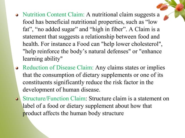 Packaging, Label claims. Regulatory aspects of nutraceutical products ...