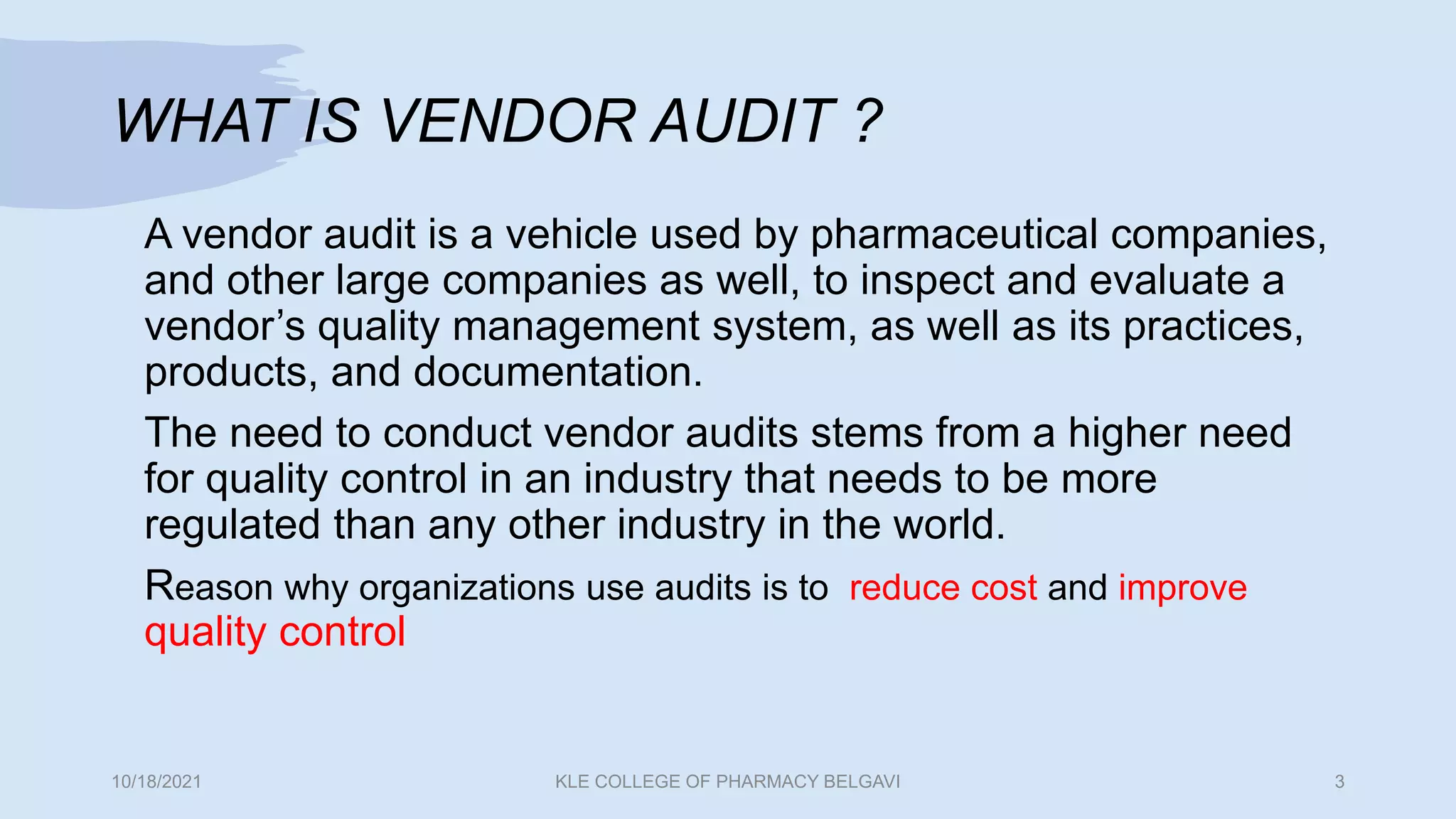 Packaging material vendor audit | PPTX