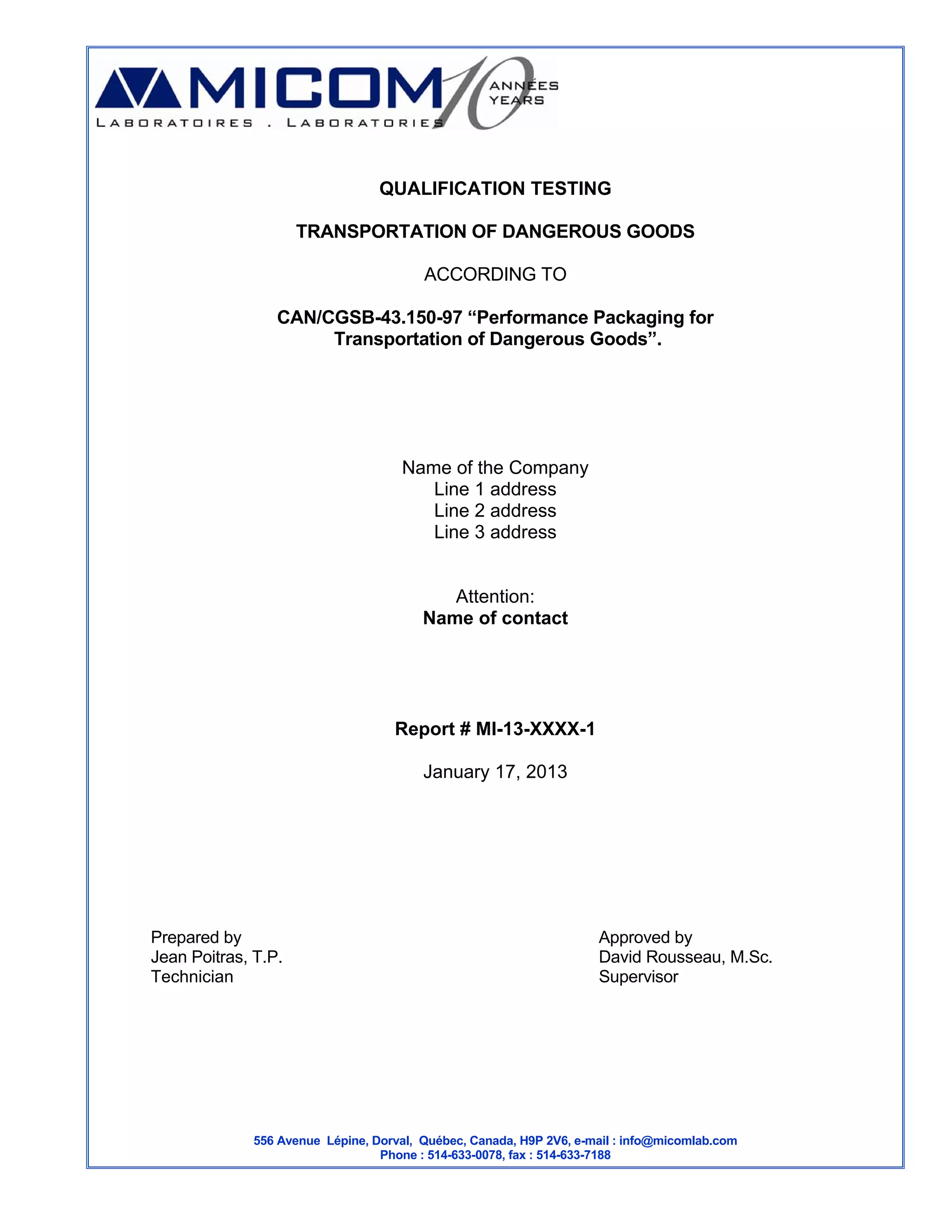 Packaging test report (sample) | PDF
