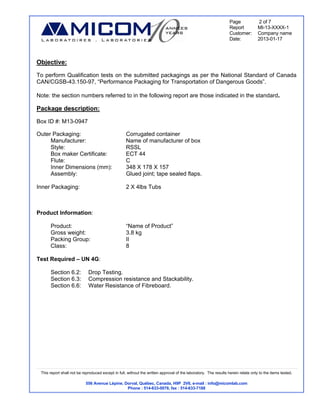 Packaging test report (sample) | PDF
