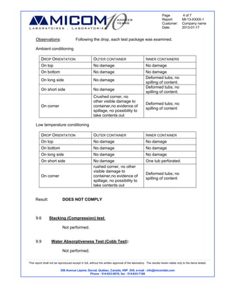 Packaging test report (sample) | PDF