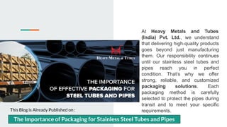 Packaging Tips for Stainless Steel Tubes and Pipes | PDF